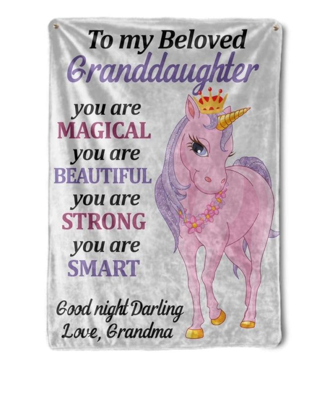 Unicorn To My Granddaughter Good Night Darling Your Grandma Blanket ...